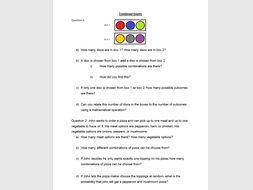 Combined Events: Probability Worksheet | Teaching Resources