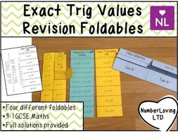 Exact Trig Values GCSE 9-1 Foldables by NumberLoving | Teaching Resources