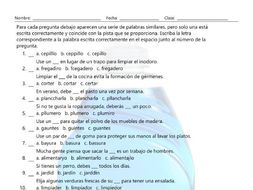 Household Chores and Cleaning Supplies Spelling Challenge Spanish ...