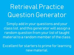 Retrieval Practice Question Generator | Teaching Resources