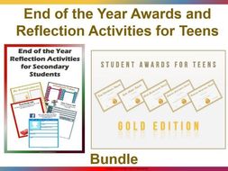 End of the Year Awards Gold Edition and Reflection Activities for Teens ...