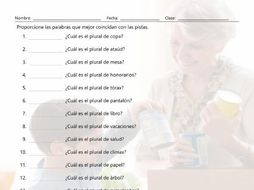 Singular versus Plural Nouns Matching Spanish Worksheet | Teaching ...