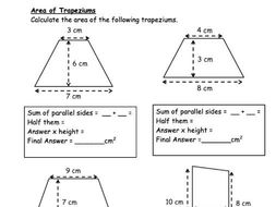 Area of Trapeziums Scaffolded Worksheet | Teaching Resources