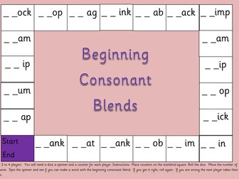 Beginning Consonant Blends Boardgame | Teaching Resources
