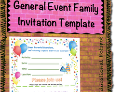 Family Event Invitation Form Template General | Teaching Resources