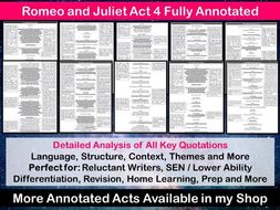 Romeo and Juliet Act 4 Fully Annotated | Teaching Resources
