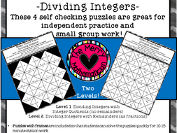 Dividing Integers Magic Puzzle Boards | Teaching Resources