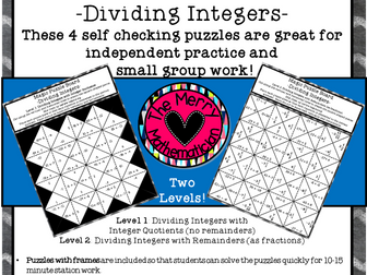 Integer Operations Magic Puzzle Board Bundle | Teaching Resources