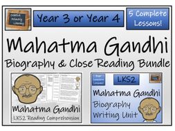 LKS2 History - Mahatma Gandhi Reading Comprehension & Biography Bundle ...