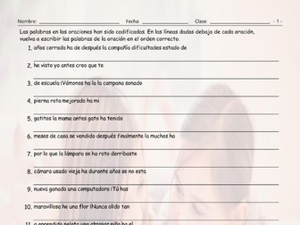 Present Perfect Tense Spanish 4 Worksheet-2 Game-1 Exam Bundle ...