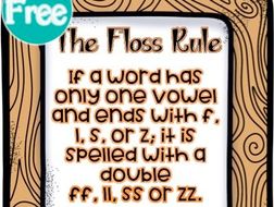 Double Consonant ff ll ss zz The Floss rule anchor chart and word list ...