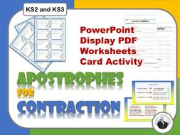 Apostrophes for Contractions: Presentation, Worksheets, Card activity ...