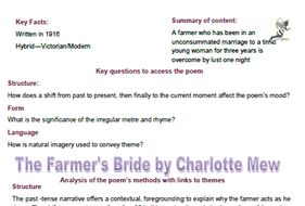 The Farmer's Bride Revision | Teaching Resources