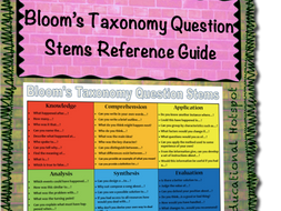 Blooms Taxonomy Question Stems Reference Guide | Teaching Resources