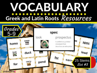 Greek and Latin Vocabulary Roots Bundle-125 Stems | Teaching Resources