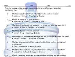 Natural Disasters-Emergency Preparedness Multiple Choice Worksheet ...