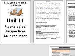 BTEC Level 3 Health and Social Care Unit 11 Psychological Perspective ...