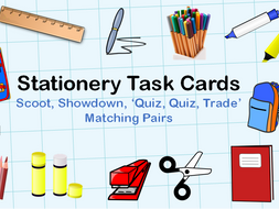 Back to school: Classroom stationery vocabulary (ESL) task cards ...