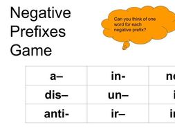 Negative Prefixes Game - KS2/3 | Teaching Resources