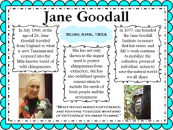 Jane Goodall Mini-Biography with posters, timeline, and more ...