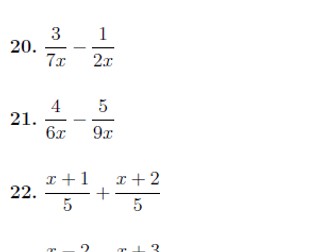 Adding And Subtracting Algebraic Fractions Worksheet - Printable Sheet ...