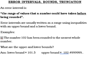 Error Intervals, Bounds and Truncation GCSE (9-1) | Teaching Resources