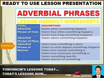 ADVERBIAL PHRASE: CLASSROOM RESOURCES - BUNDLE | Teaching Resources