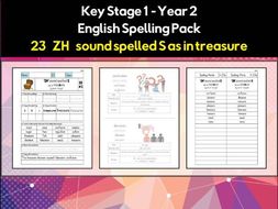 English Spelling and Phonics Pack - ‘ZH’ sound spelled S as in treasure ...