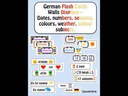 German Flash Cards and Wall Displays - dates, seasons, numbers, colours ...