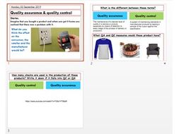 Quality control and quality assurance lesson | Teaching Resources