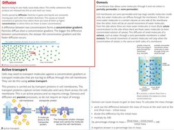 Transport - Diffusion, Osmosis and Active Transport | Teaching Resources