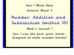 White Rose Maths, Year 1, Autumn Block 2, Addition and Subtraction ...