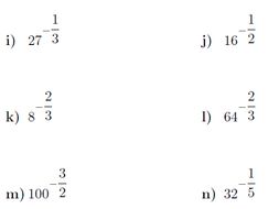 Negative and fractional indices worksheet no 2 (with solutions ...
