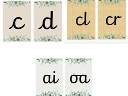 Phonics Flashcards - Pre-Cursive (Natural Themed) | Teaching Resources