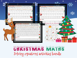 Christmas maths: solving equations activities bundle | Teaching Resources