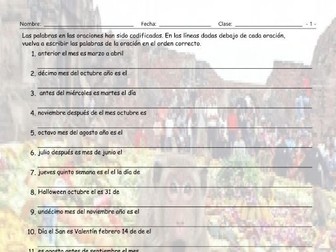 Weekdays, Months and Dates Spanish 4 Worksheet-2 Game-1 Exam Bundle ...