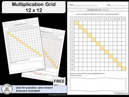 Multiplication Grid 12 x 12 FREEBIE (with answer sheet) | Teaching ...