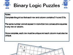 Binary Logic Puzzle - Computer Science Starter Tasks | Teaching Resources