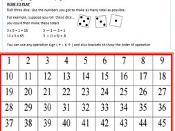 Mental maths dice game | Teaching Resources