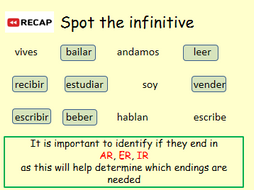 Revision of the PRESENT TENSE in Spanish of AR ER IR verbs | Teaching ...