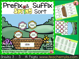 Spring Prefix and Suffix Matching Game | Teaching Resources