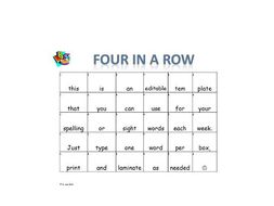 Literacy: Four in a row template | Teaching Resources