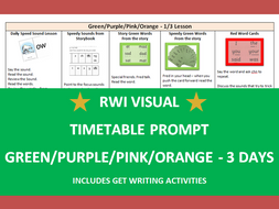 RWI Visual Timetable for 3 days Green/Pink/Purple/Orange | Teaching ...