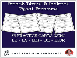 French Direct and Indirect Object Pronouns - 75 Practice Cards ...