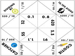 Dividing By 10, 100, and 1000 Cootie Catcher Activity | Teaching Resources