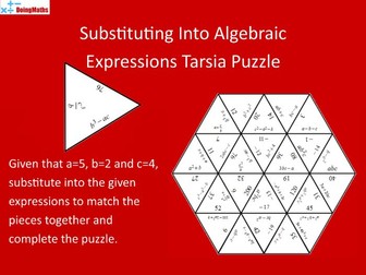 Substituting into Algebraic Expressions Tarsia Puzzles | Teaching Resources