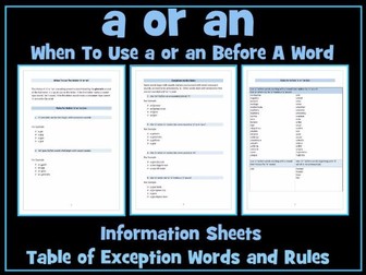 'a' or 'an' | Teaching Resources