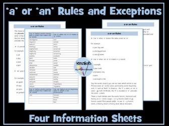 The Articles - 'a' and 'an' | Teaching Resources