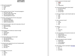 Hunger Games Bk 1 Chapter Multiple Choice Tests | Teaching Resources