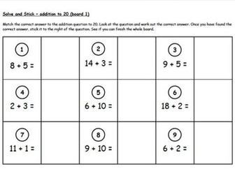 Addition and Subtraction within 20 | Teaching Resources